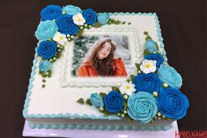 Orange Flowers Border Birthday Cake With Images