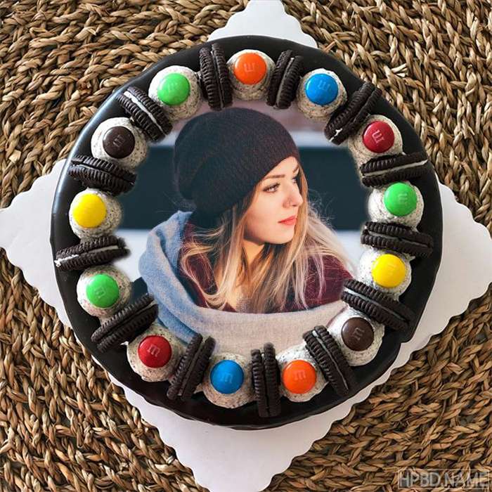 Colorful Candy Birthday Cake With Photo Frames