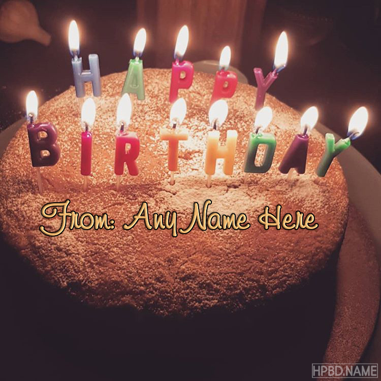 Sparkling Candle Birthday Wishes Cake With Name