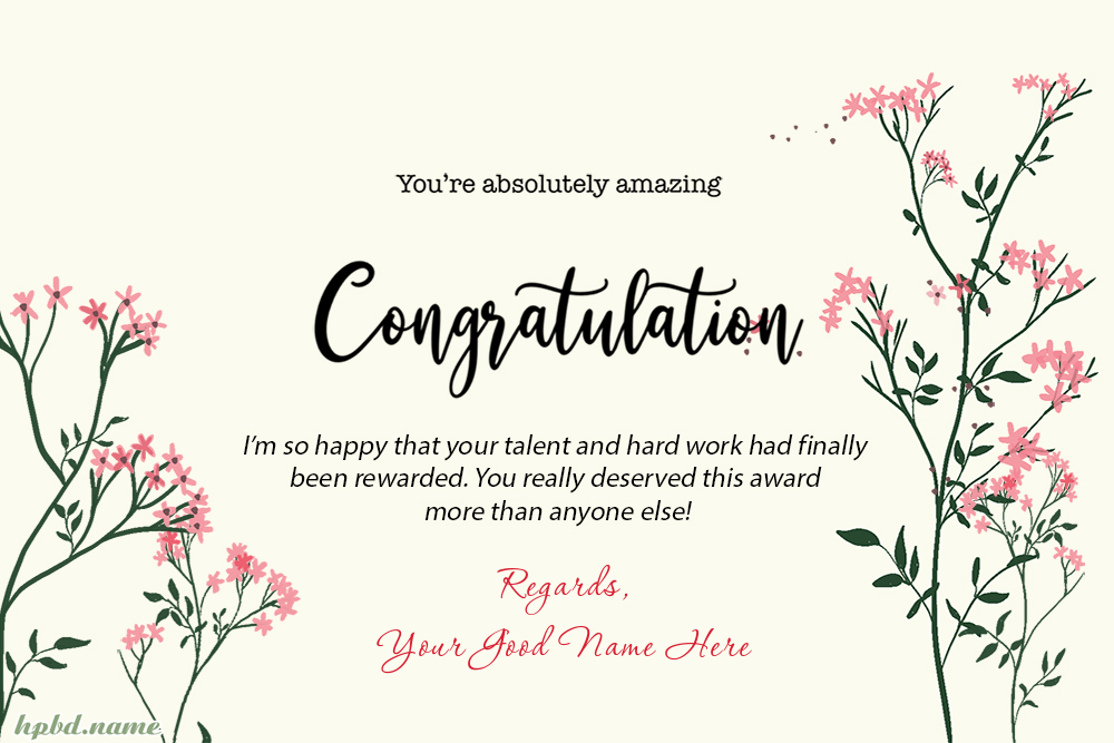Write Name On Congratulations Card For Award Write Name On Congratulations Card For Award