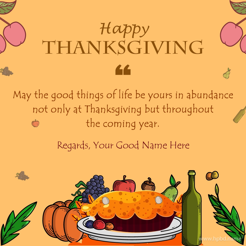Thanksgiving Wishes Card With Name Edit Thanksgiving Wishes Card With Name Edit